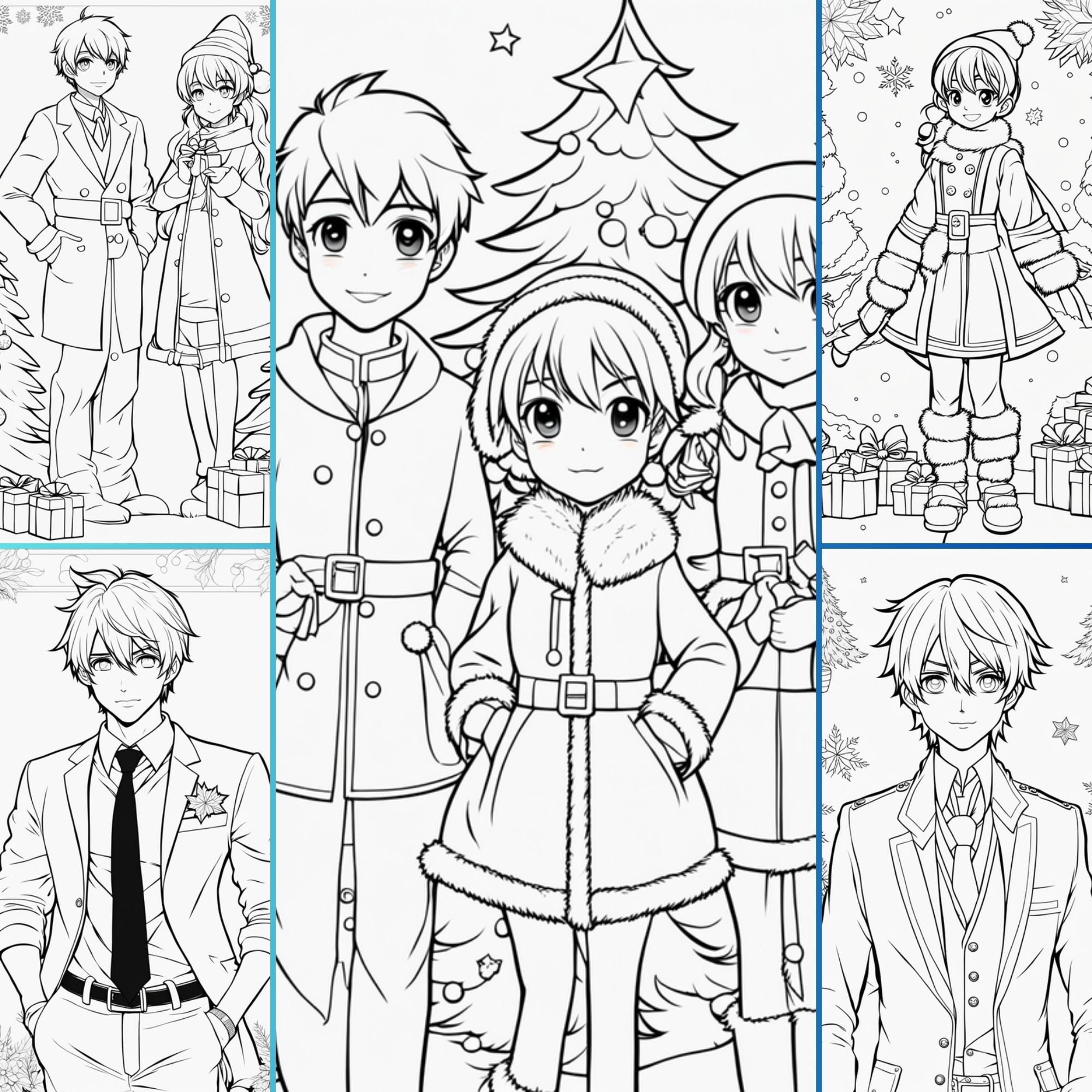 Chirstmas Anime Characters Coloring Book 40 Pages, Coloring Pages for ...