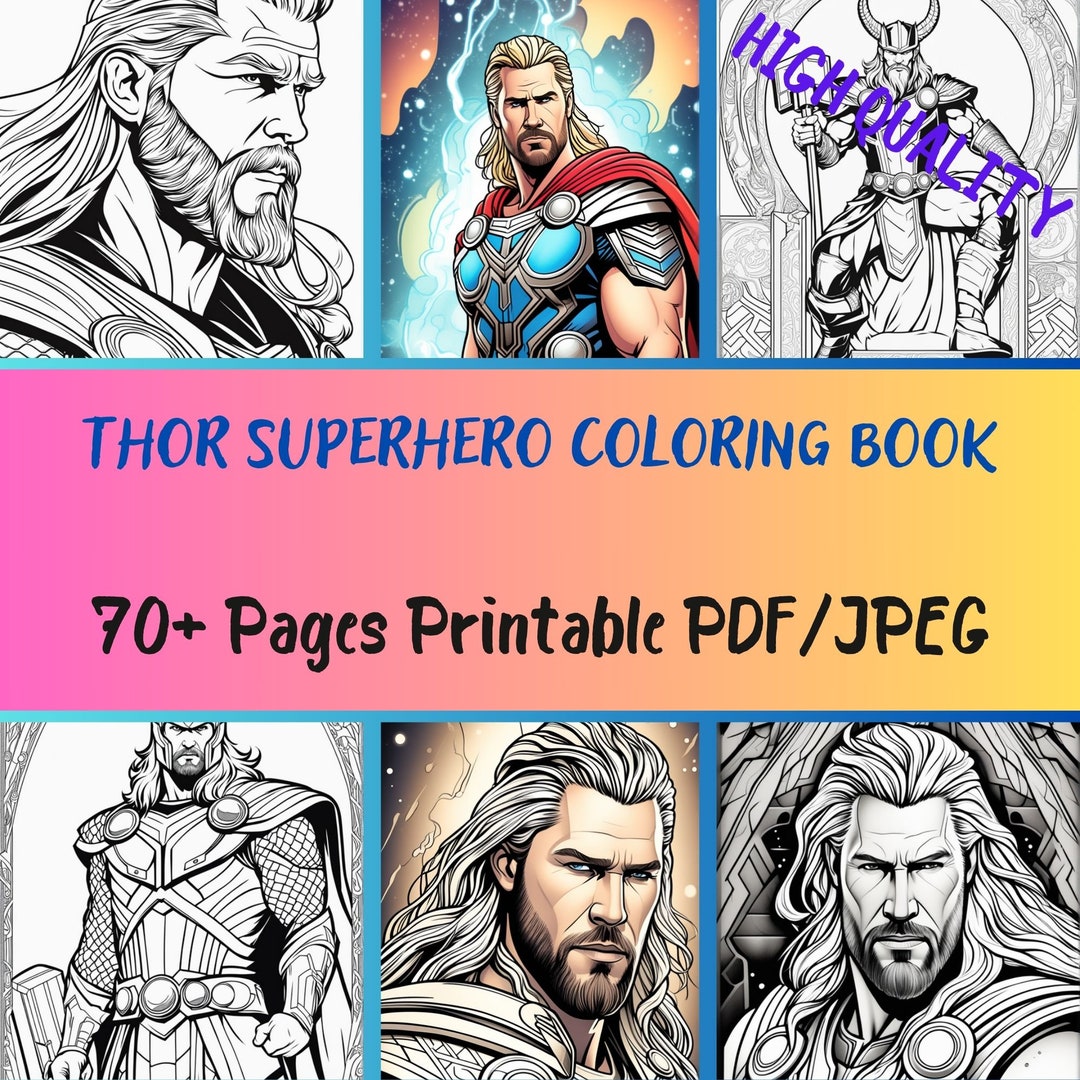 Marvel Comics Thor Super Hero Coloring Book 70 Pages, Coloring Pages ...