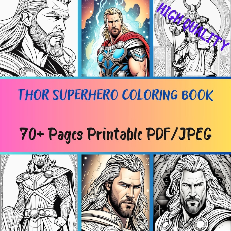 Marvel Comics Thor Super Hero Coloring Book 70 Pages, Coloring Pages ...