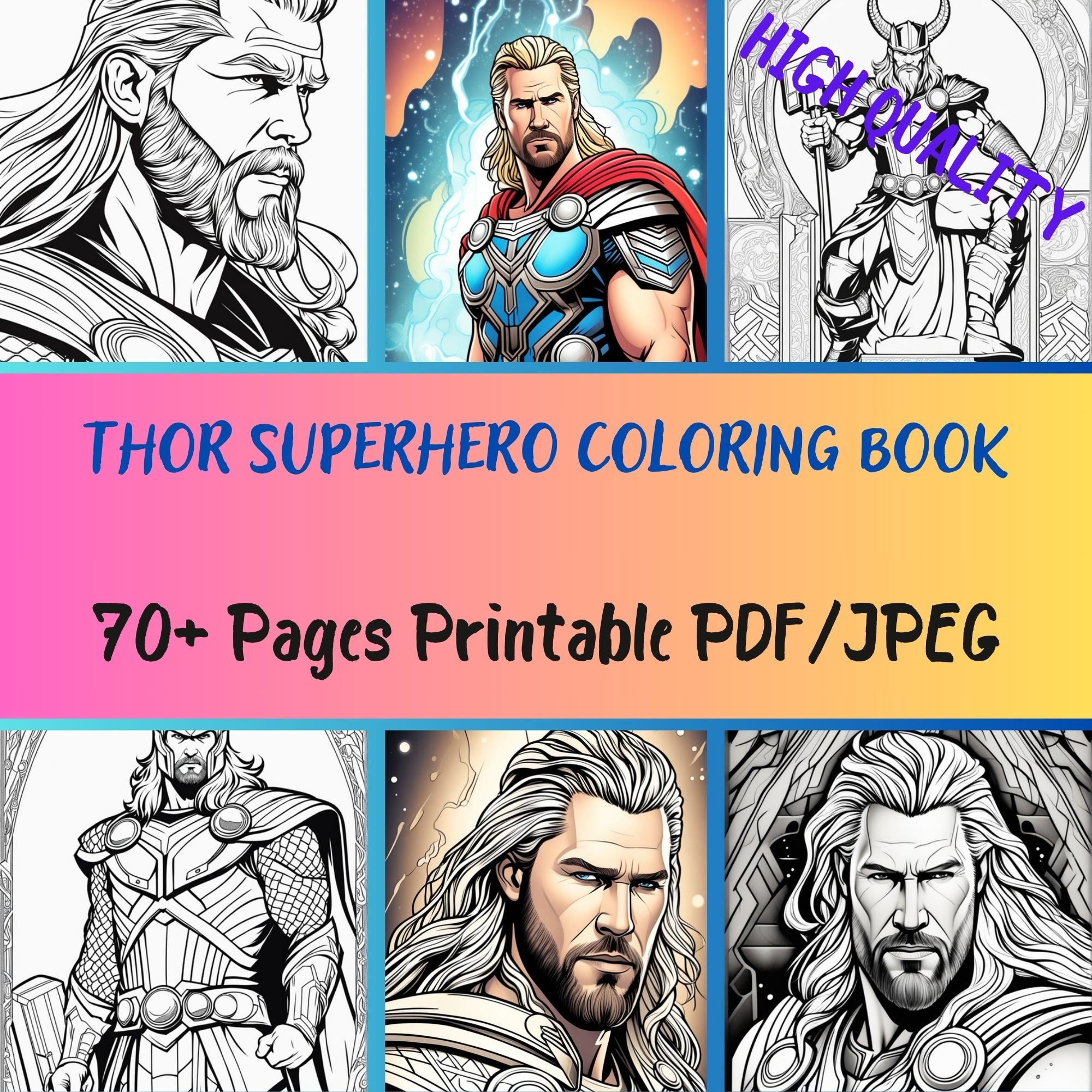 Marvel Comics Thor Super Hero Coloring Book 70 Pages, Coloring Pages ...