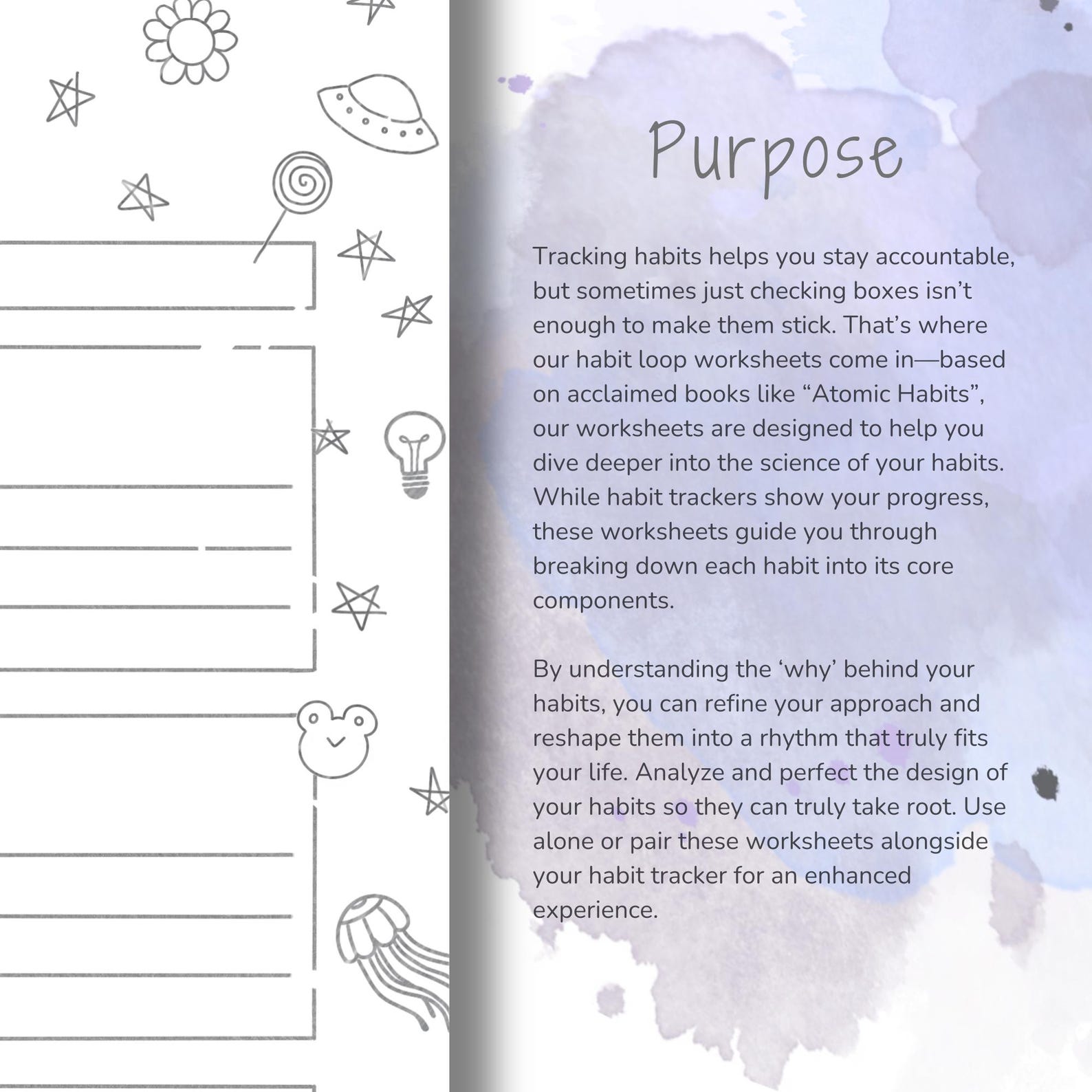 Kids Doodle Atomic Habits Worksheet | Habit Loop Worksheet ...