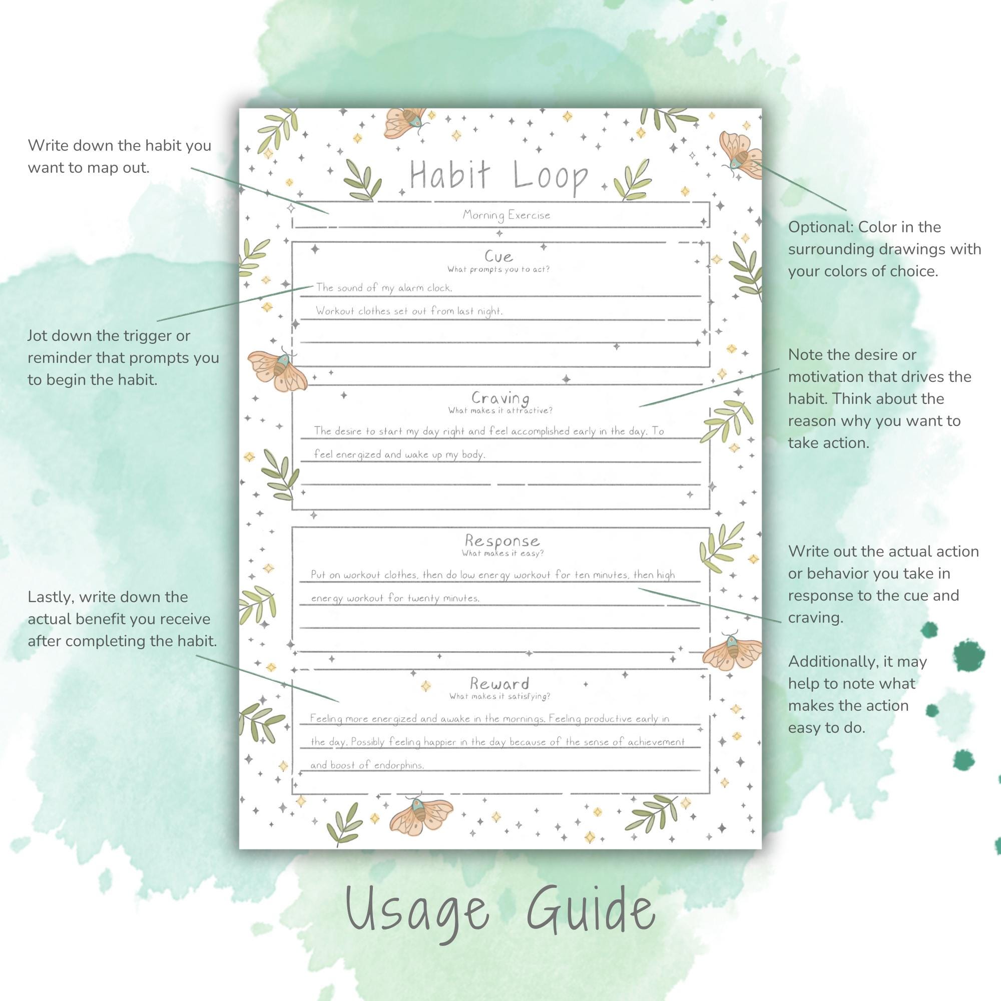 Witchy Atomic Habits Habit Loop Worksheet | Mindfulness Habit Formation ...