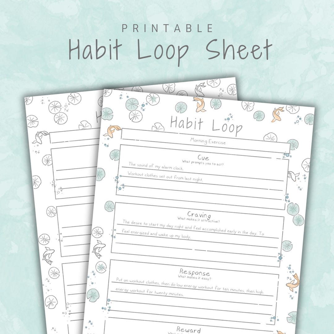 Self-care Wellness Habit Loop Worksheet | Atomic Habits Printable for ...