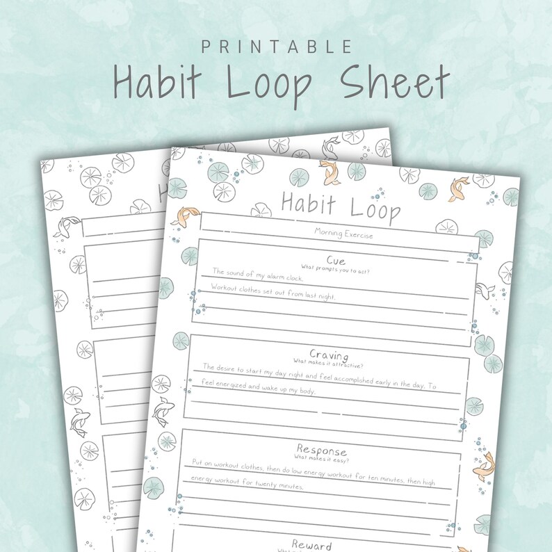 Self-care Wellness Habit Loop Worksheet | Atomic Habits Printable for ...