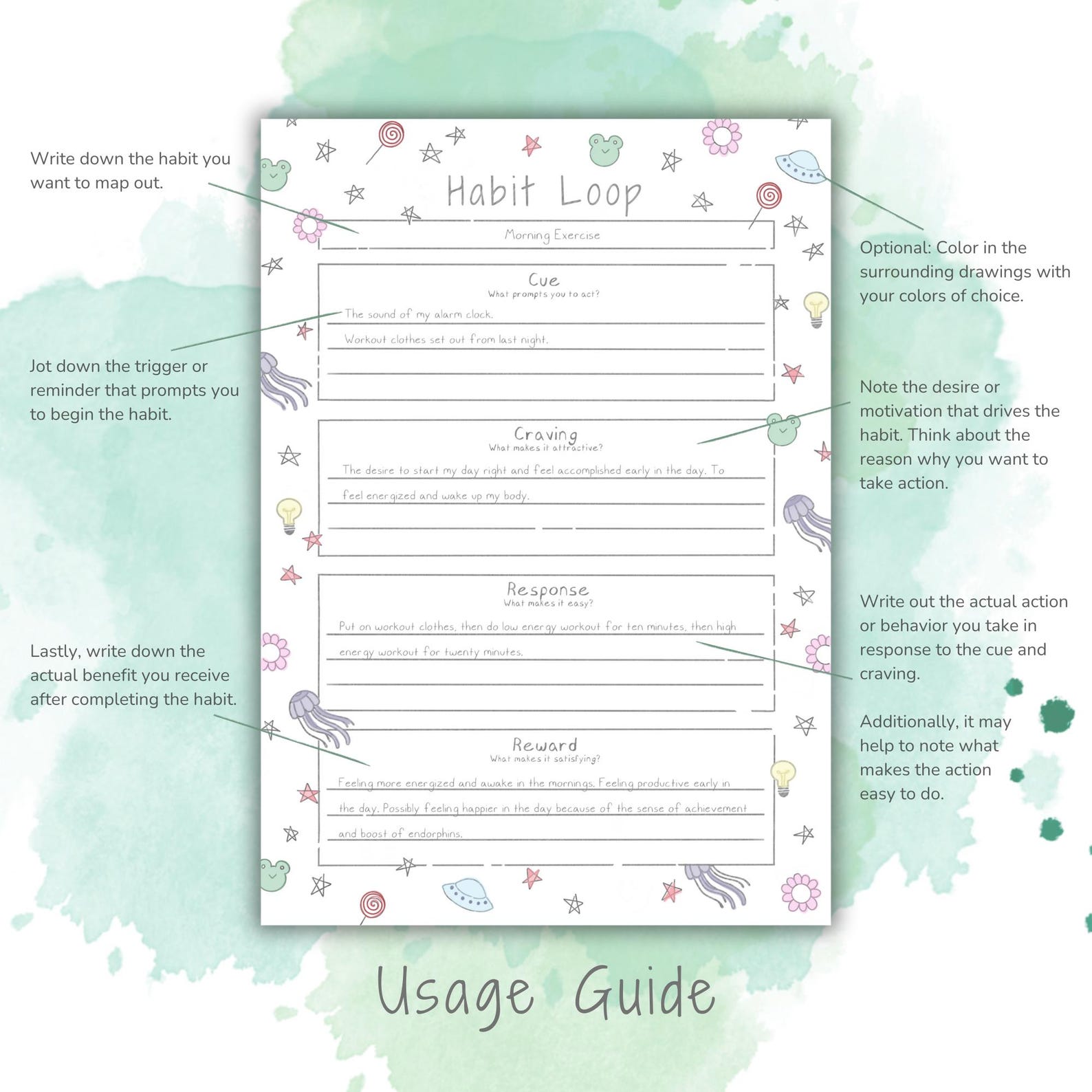 Kids Doodle Atomic Habits Worksheet | Habit Loop Worksheet ...