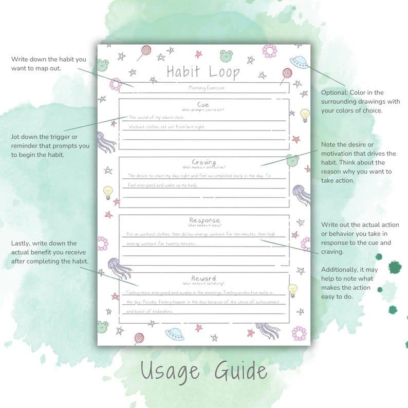 Kids Doodle Atomic Habits Worksheet | Habit Loop Worksheet ...