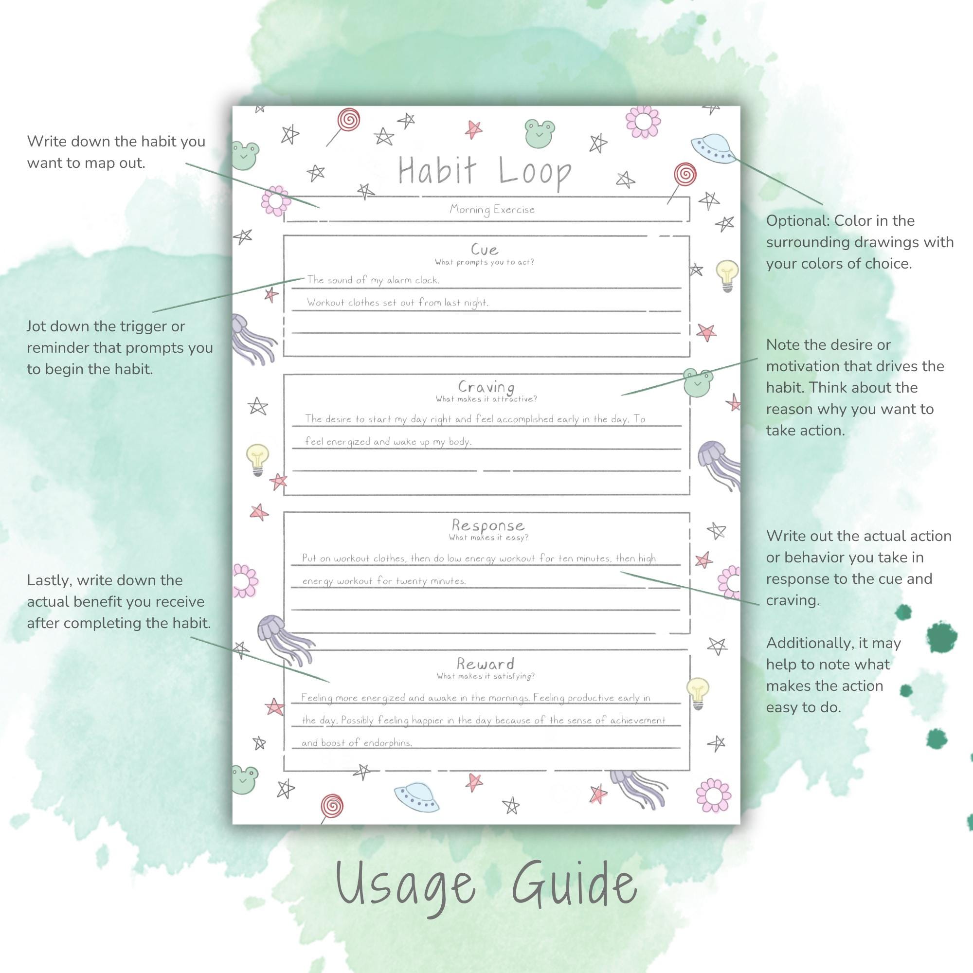 Kids Doodle Atomic Habits Worksheet | Habit Loop Worksheet ...