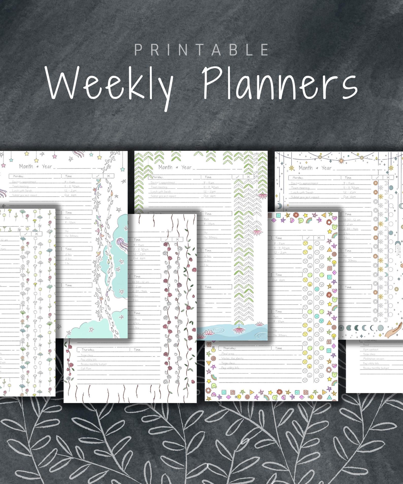 Coloring Planner Printable Bundle | Cute Undated Weekly Journal ...