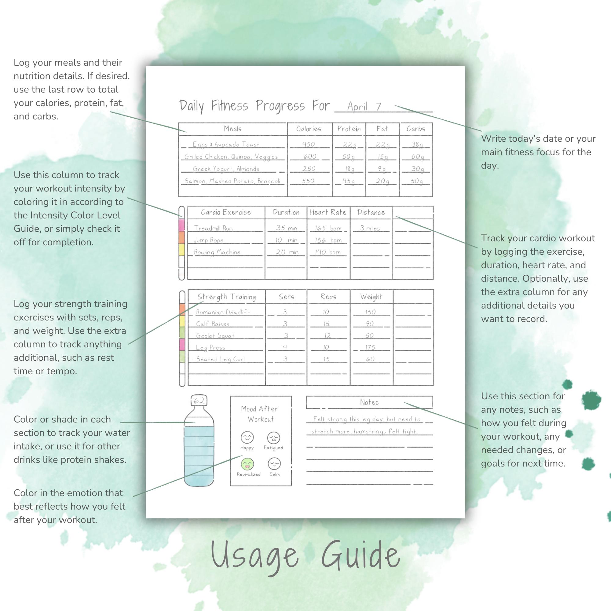 Daily Workout Fitness Planner Printable | A5, A4, Letter | Gamified ...