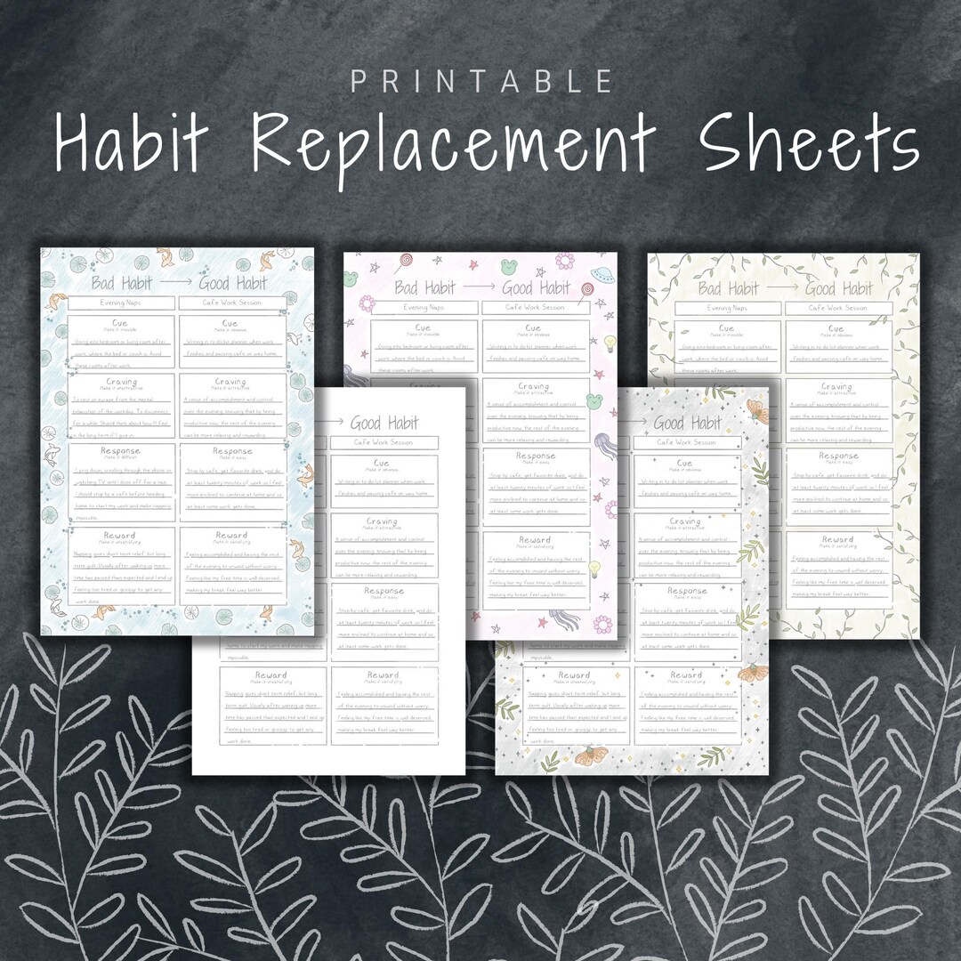 Printable Habit Plan Worksheet Set | Premade Bullet Journal | Colorable ...
