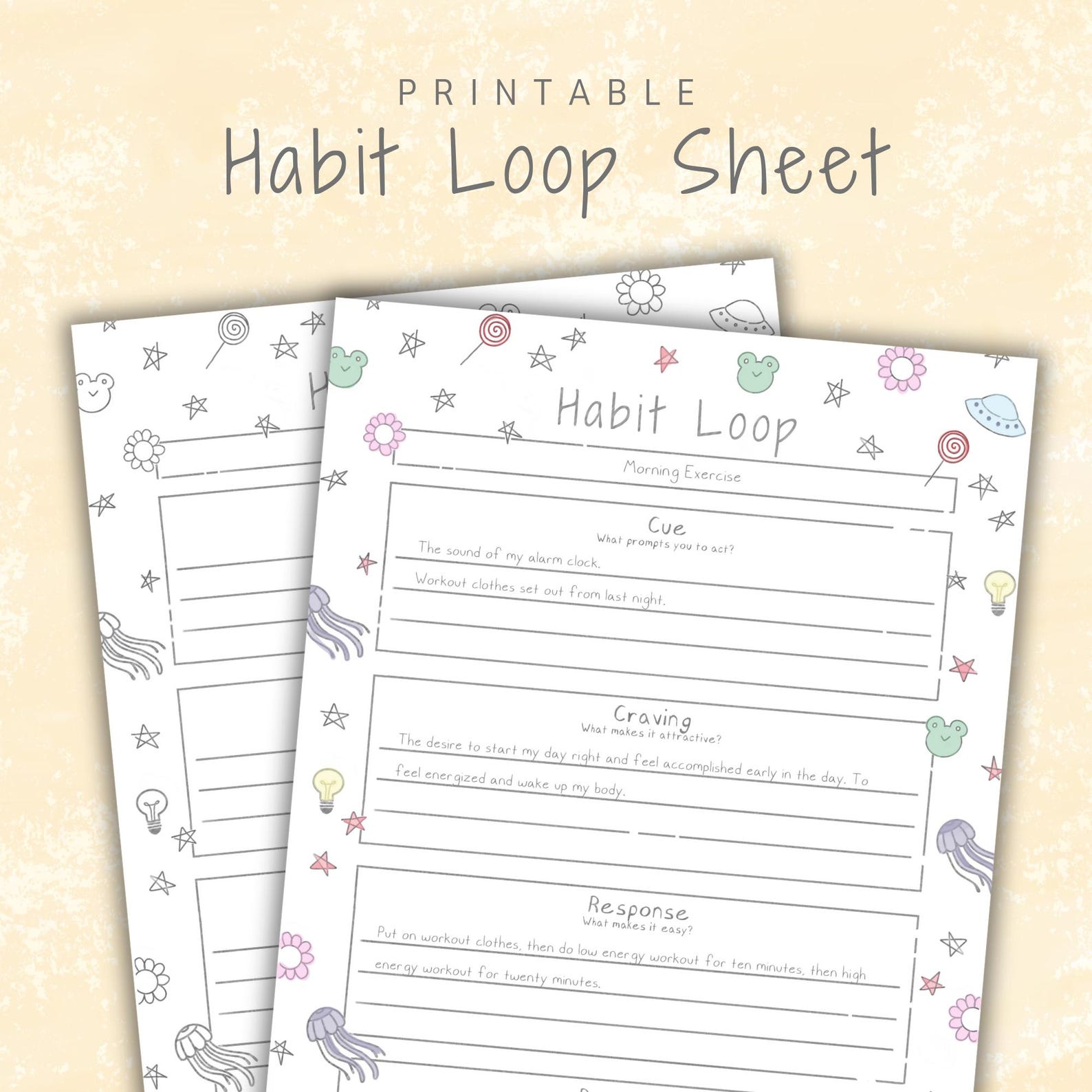Kids Doodle Atomic Habits Worksheet | Habit Loop Worksheet ...
