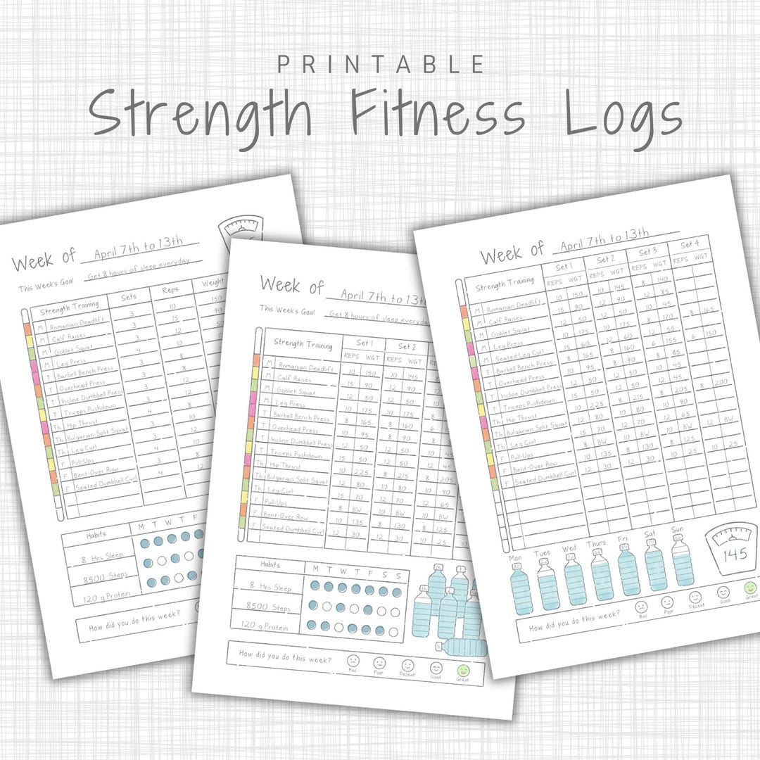 Weekly Strength Training Workout Gym Journal Log | A5, A4, Letter | Fit ...