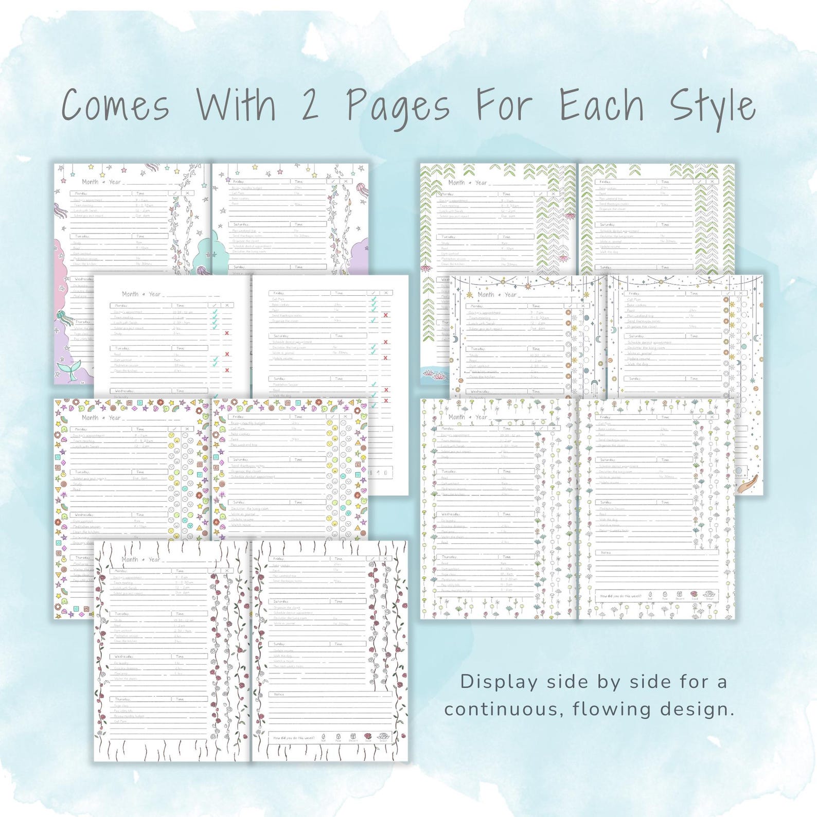 Coloring Planner Printable Bundle | Cute Undated Weekly Journal ...