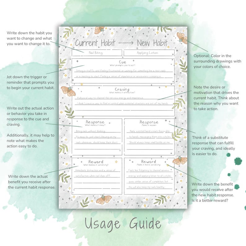 Witchy Atomic Habits Worksheet Printable | Habit Pattern Mindfulness ...