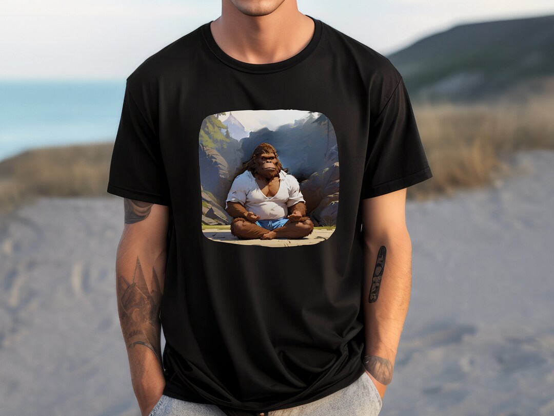 Meditating Bigfoot Shirt Funny Bigfoot T-shirt Cartoon Sasquatch Shirt ...