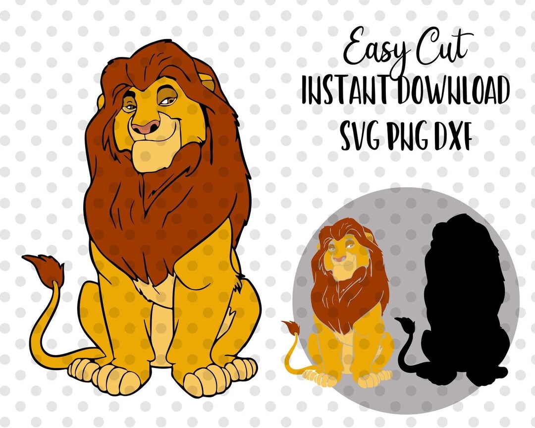 Rey León SVG PNG DXF León Corte Archivo Cricut Silueta Vivero Impresión ...