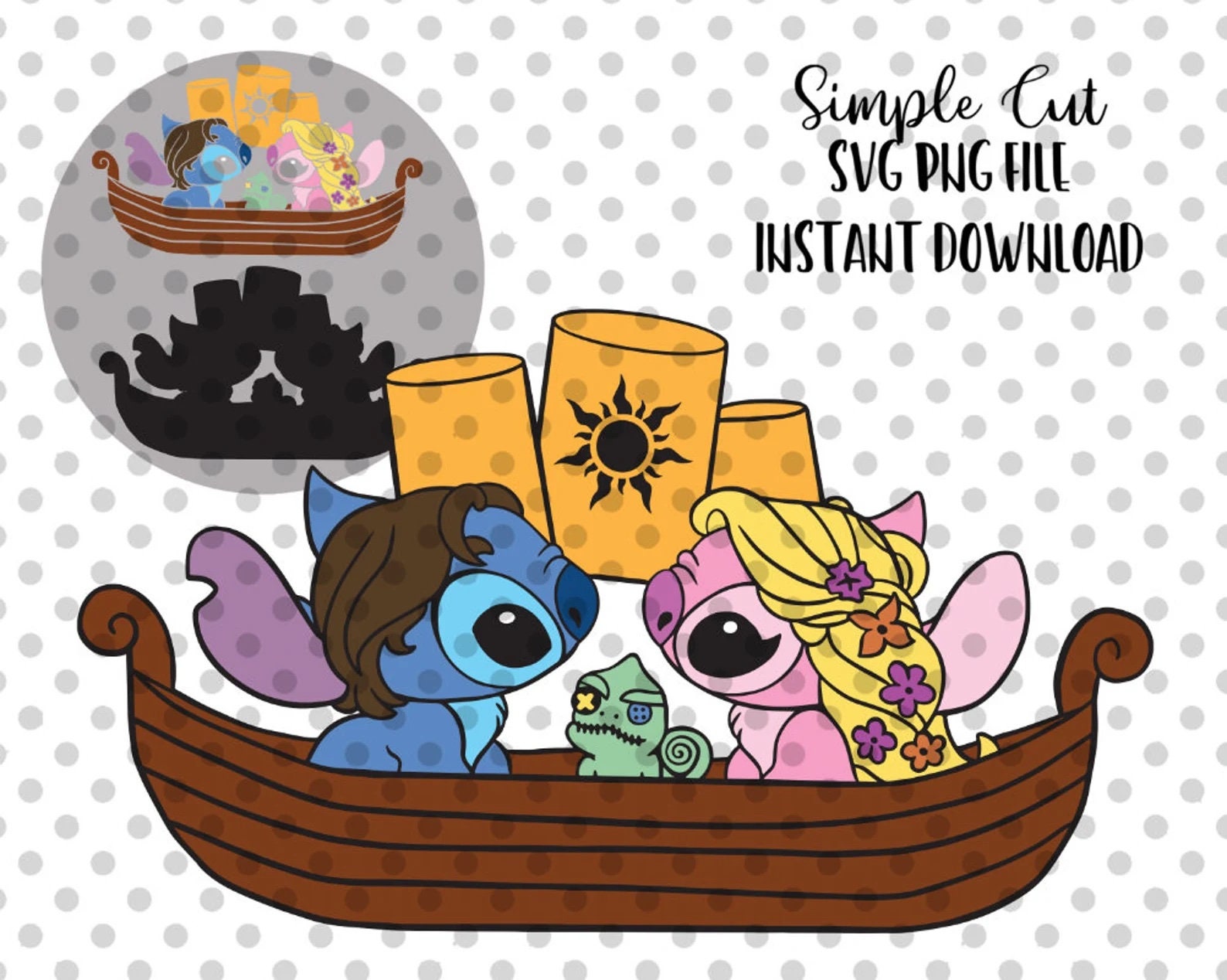 Stitch and Angel Tangled SVG & PNG Clip Files, Printable Images ...