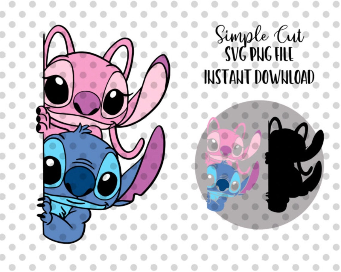 Stitch and Angel Cute Couple SVG & PNG Clip Files Printable - Etsy