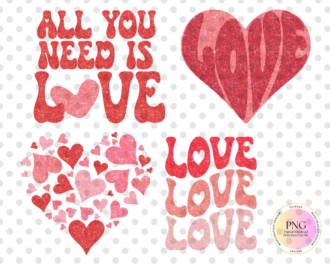 Glitter Love PNG Bundle, Print Then Cut, Sublimation Design, Digital ...