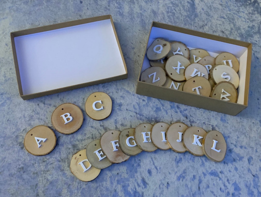 3D Wooden Alphabet Disks, White, Upper Case, Threadable/hangable. - Etsy