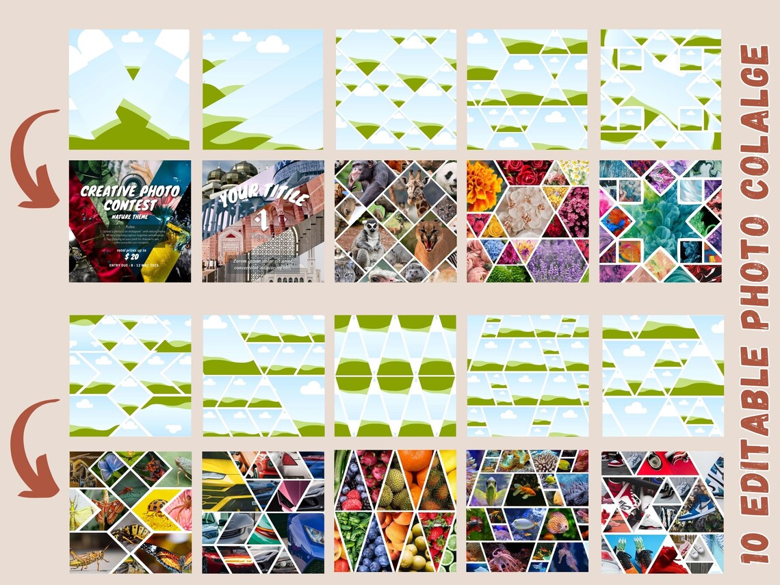 10 Photo Collage Canva Template Poster Collage Instagram Photo Collage ...