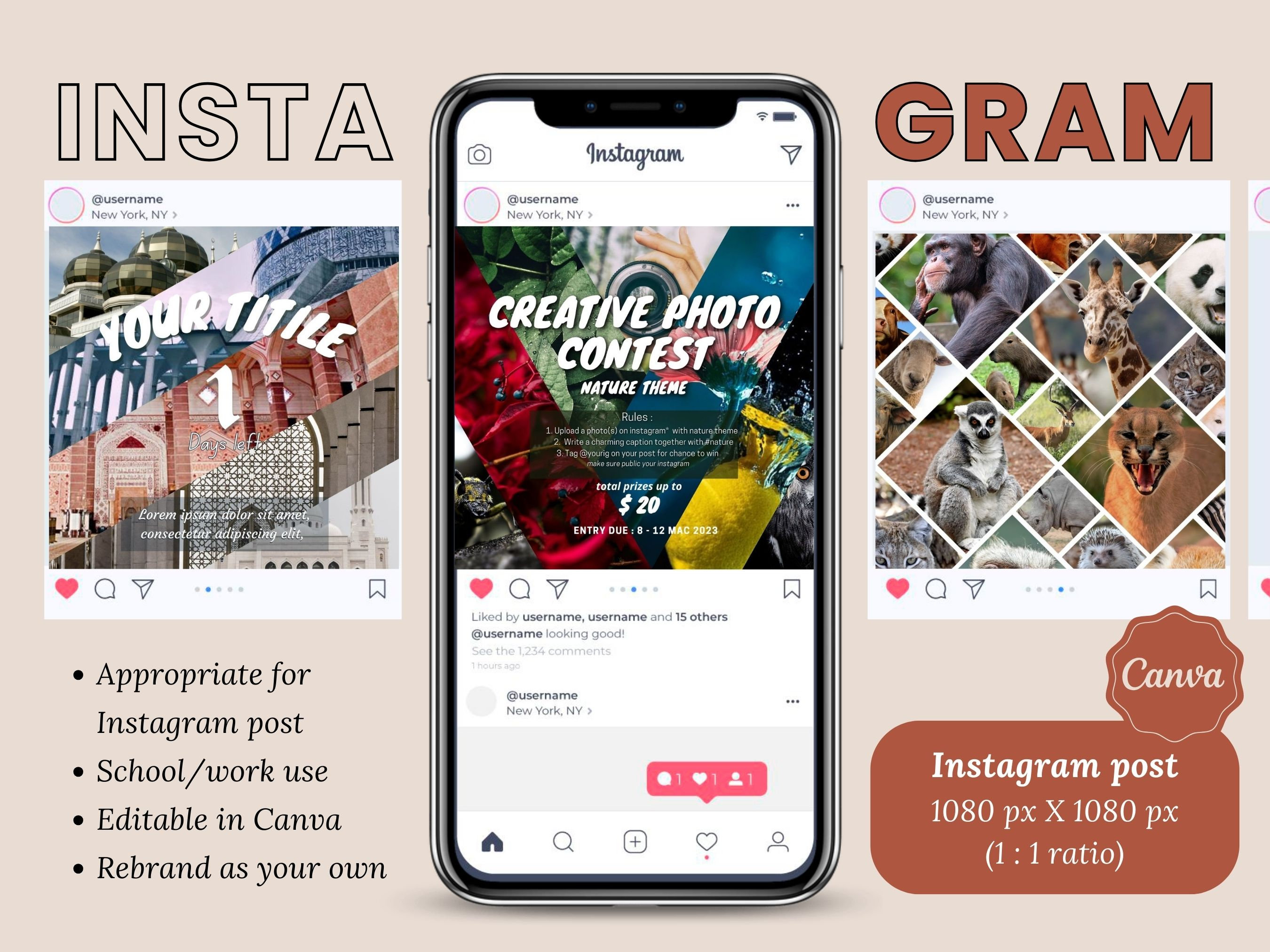 10 Photo Collage Canva Template | DIY Photo Grid Layout for Social ...