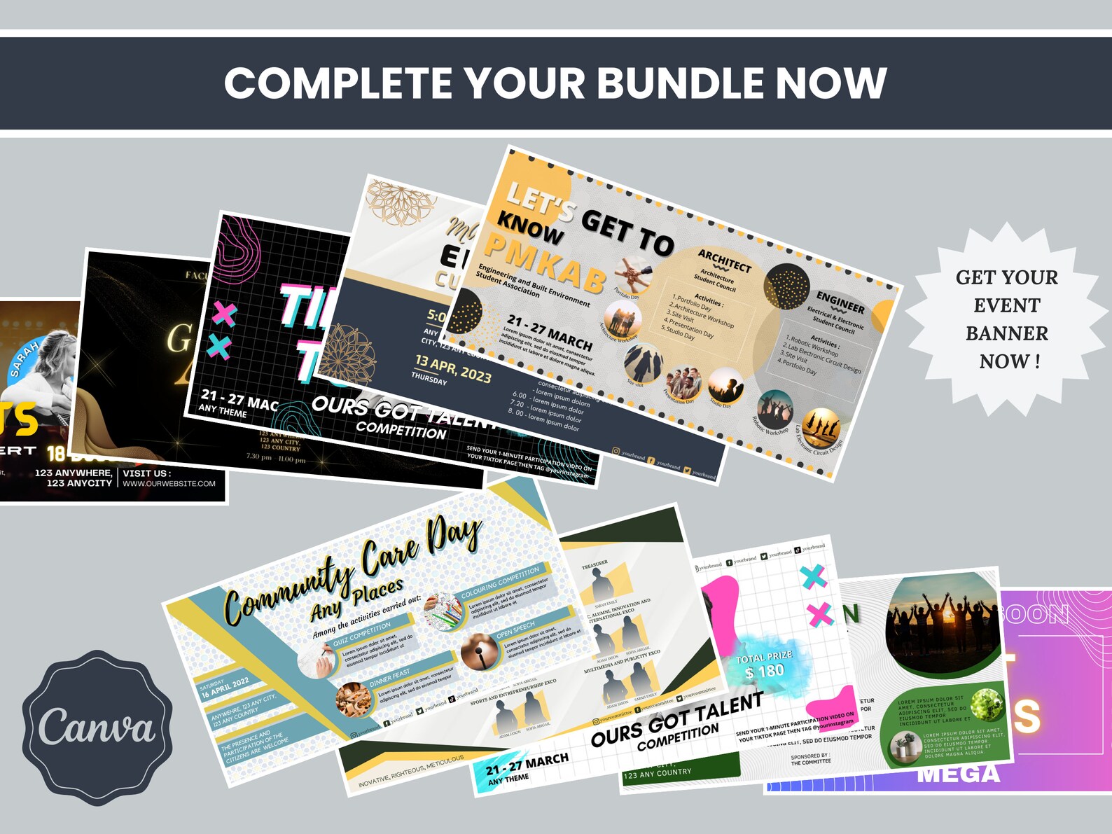 Editable Event Banner Templates: Social Media & Party Designs (canva ...