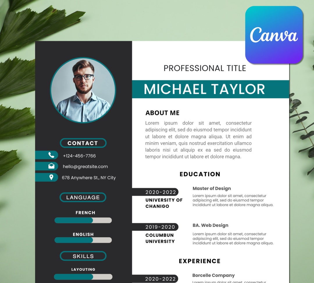 CANVA CV TEMPLATE. Free Professional Resume Template. Resume Template ...