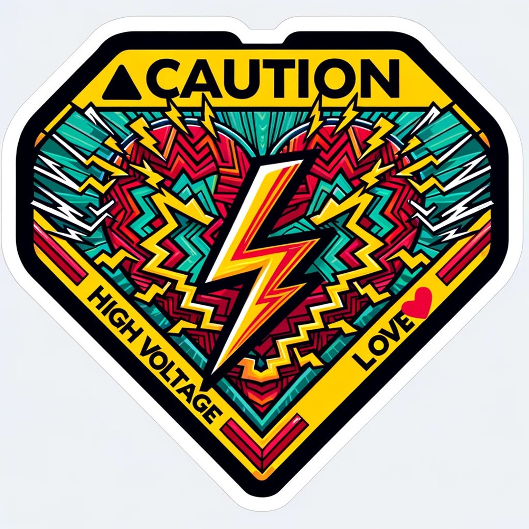 Electrifying Love Caution High Voltage Heart Sticker With - Etsy