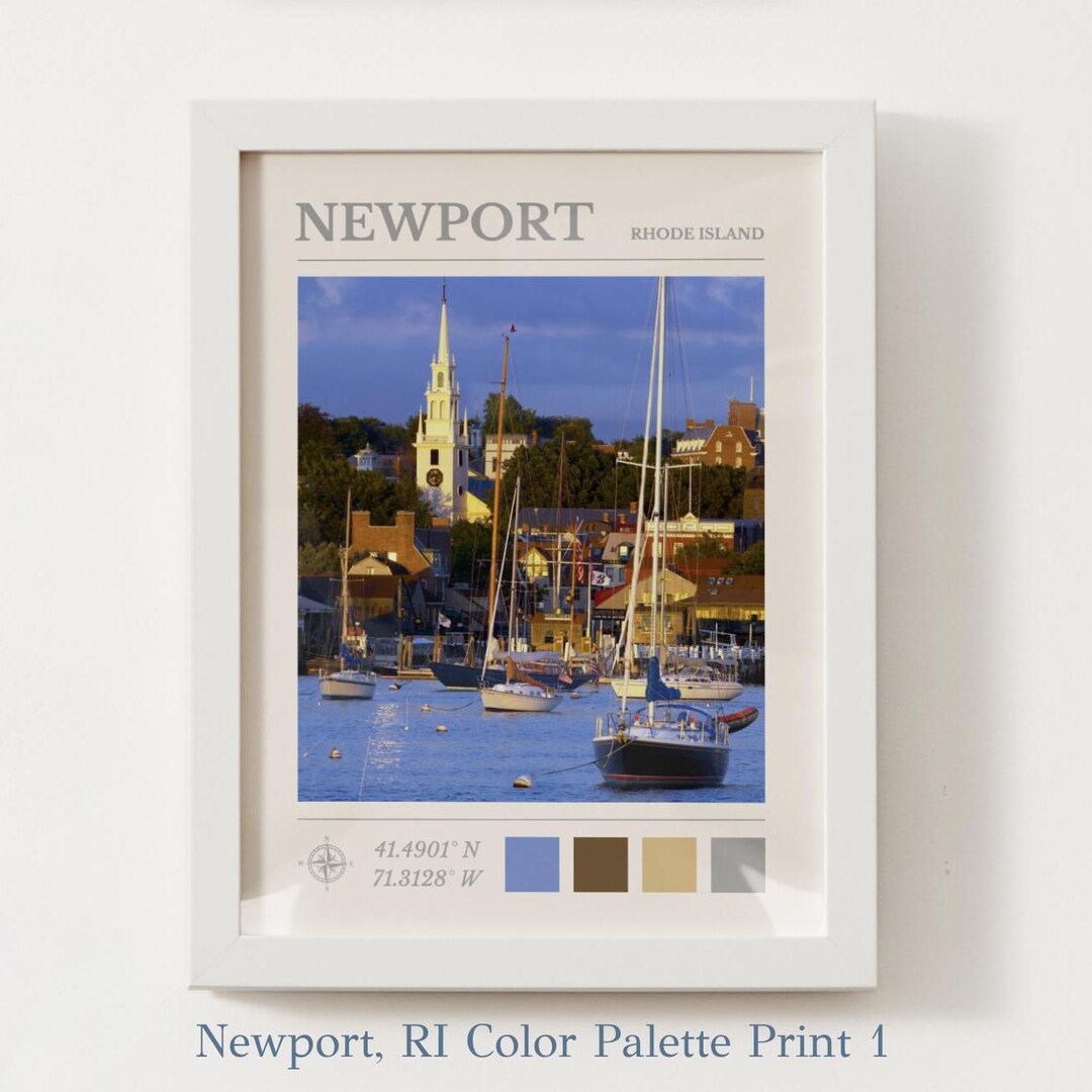 Newport, RI Color Palette Print; Rhode Island Wall Art Poster, Rhode ...