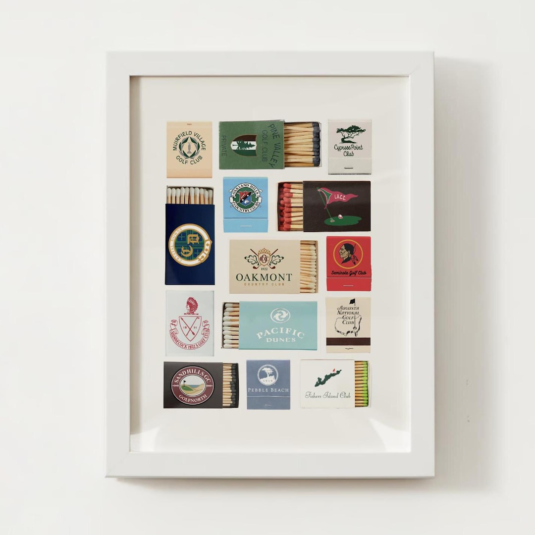 U.S. Golf Courses Matchbox Print; Golfer Wall Art Poster, Gift for ...