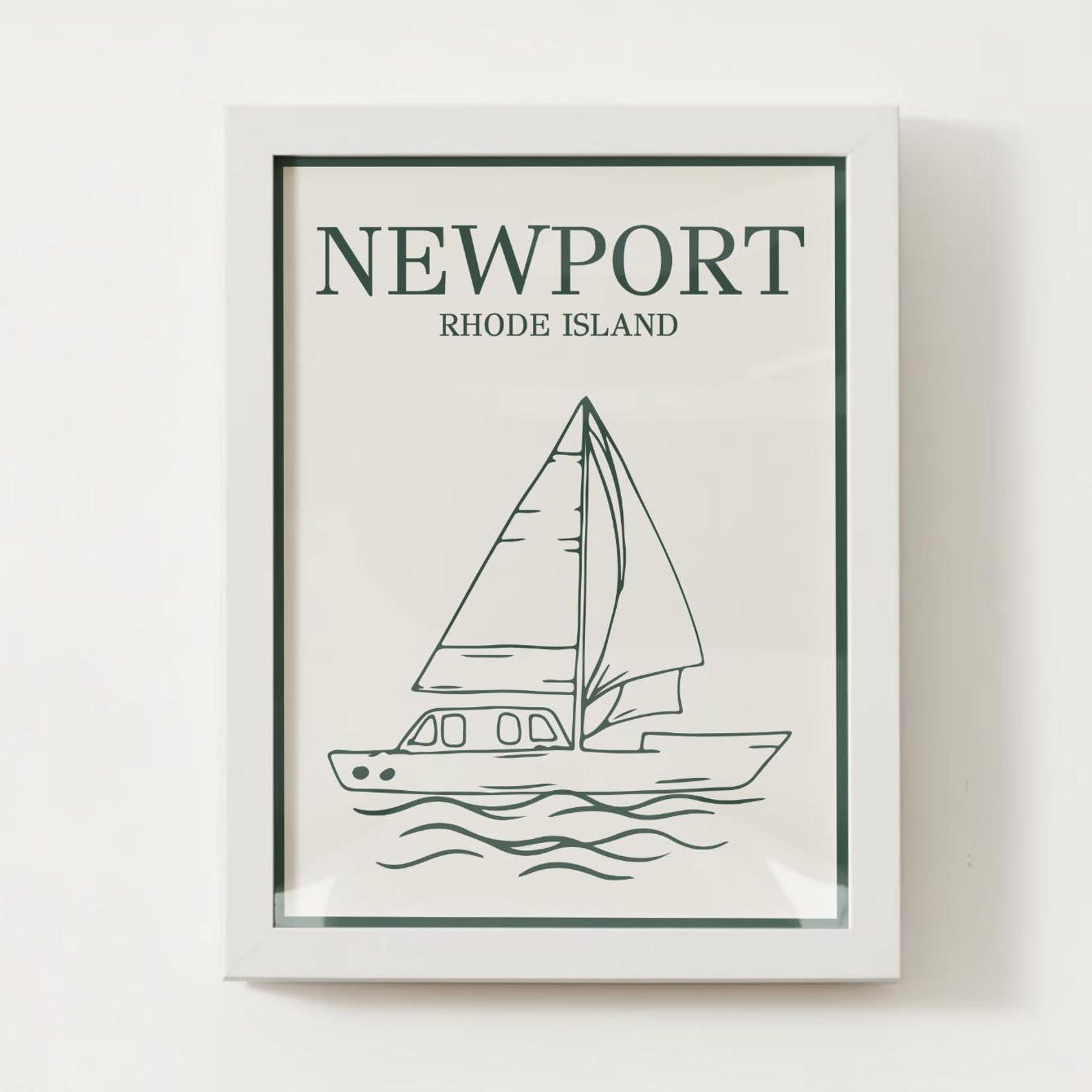Newport, RI Sailboat Print; Rhode Island Wall Art Poster, Rhode Island ...