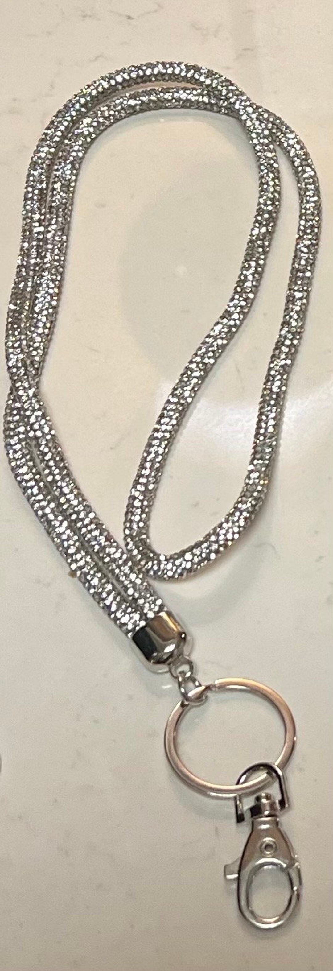 Lanyard With Retractable ID Holder,platinum Bling Rhinestone Lanyard ...