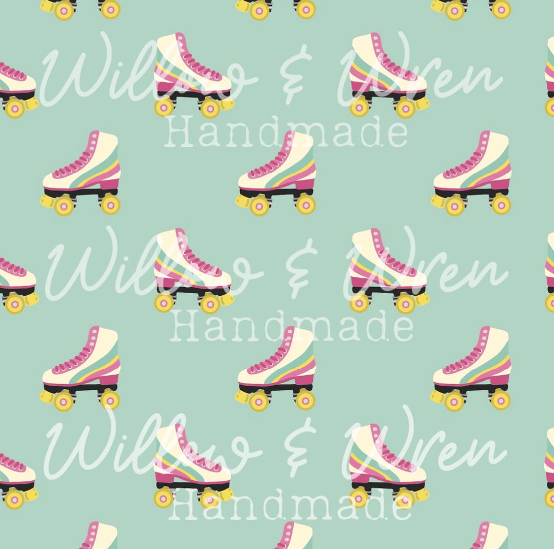 Retro 80’s Roller Skates Teal, Seamless Design - Etsy