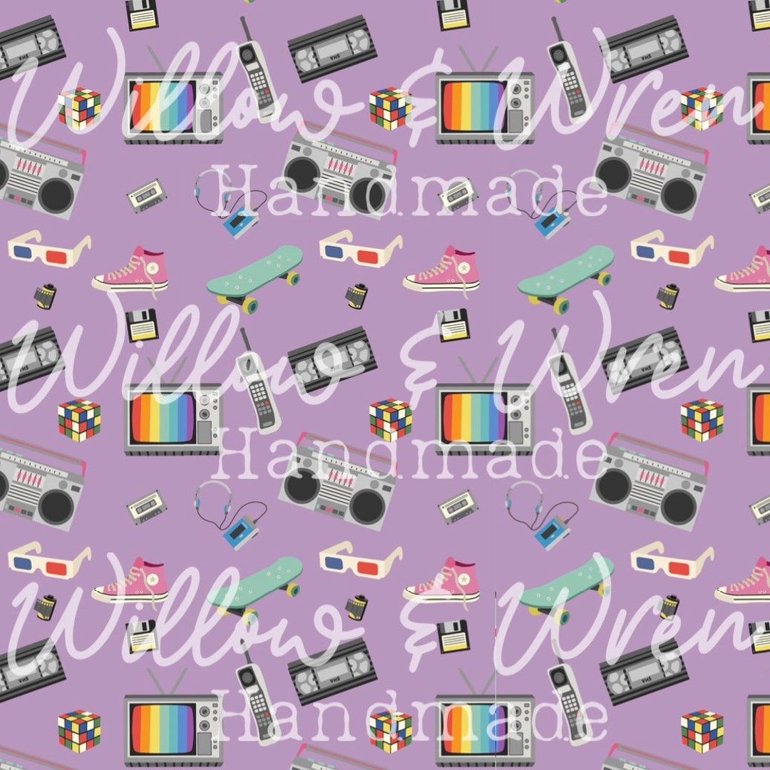 80’s Retro Seamless Design- Purple - Etsy