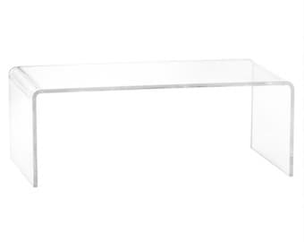 Vintage Plexiglass Side Table. Transparent Curved Acrylic Glass Table ...