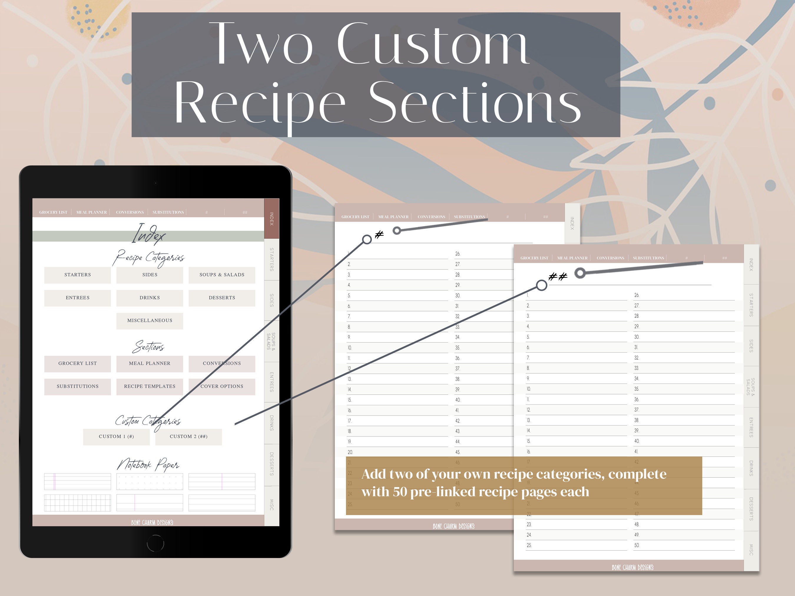 Digital Recipe Book Cookbook, Chic Boho Neutral-theme, for Goodnotes ...