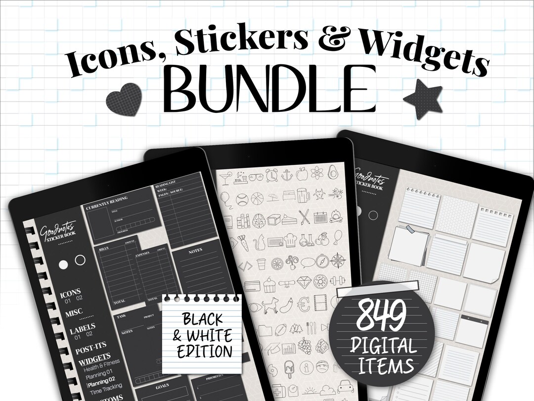 Ultimate Digital Sticker Book Widgets Icons & Goodnotes Elements, Work ...