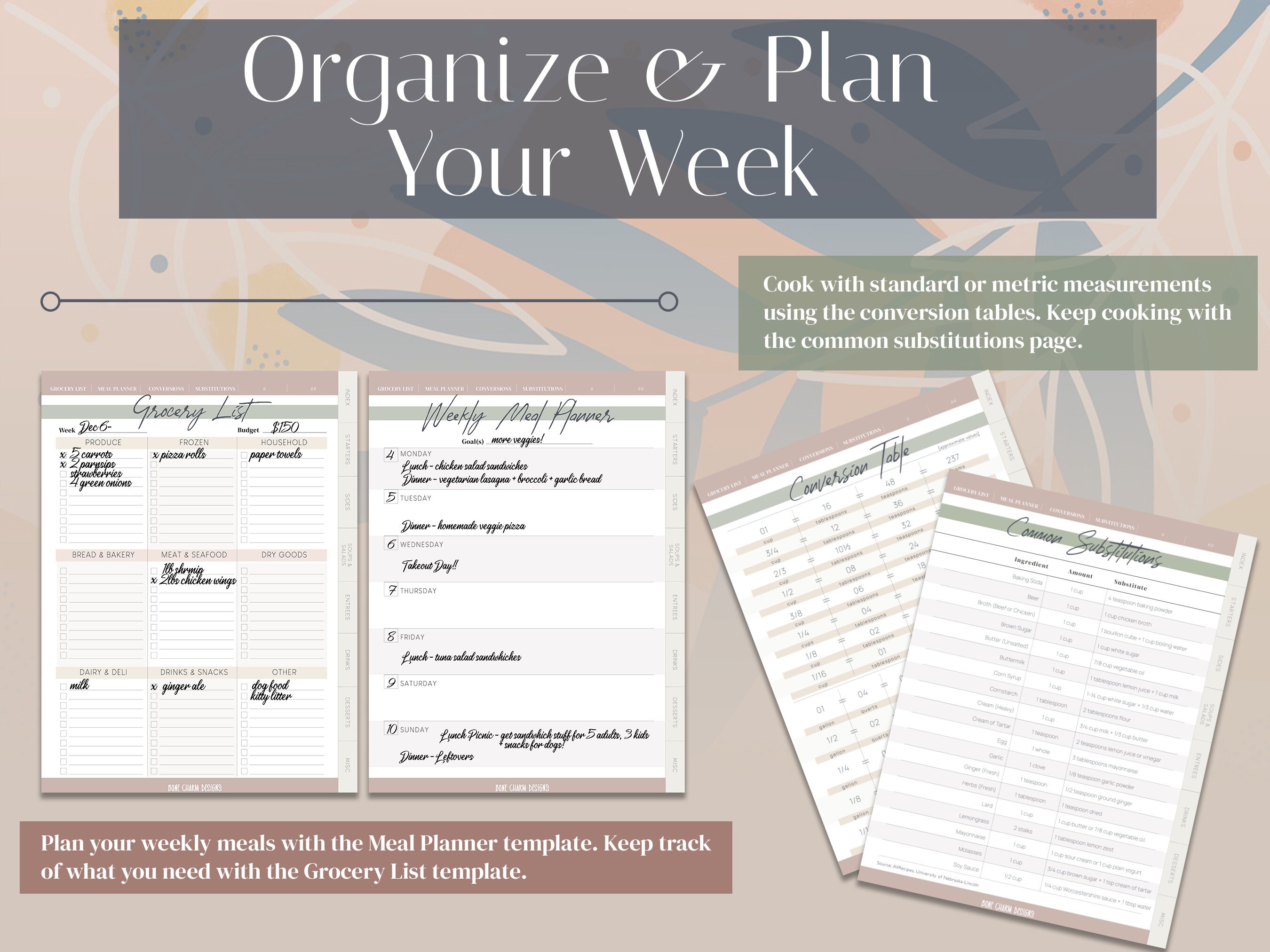 Digital Recipe Book Cookbook, Chic Boho Neutral-theme, for Goodnotes ...