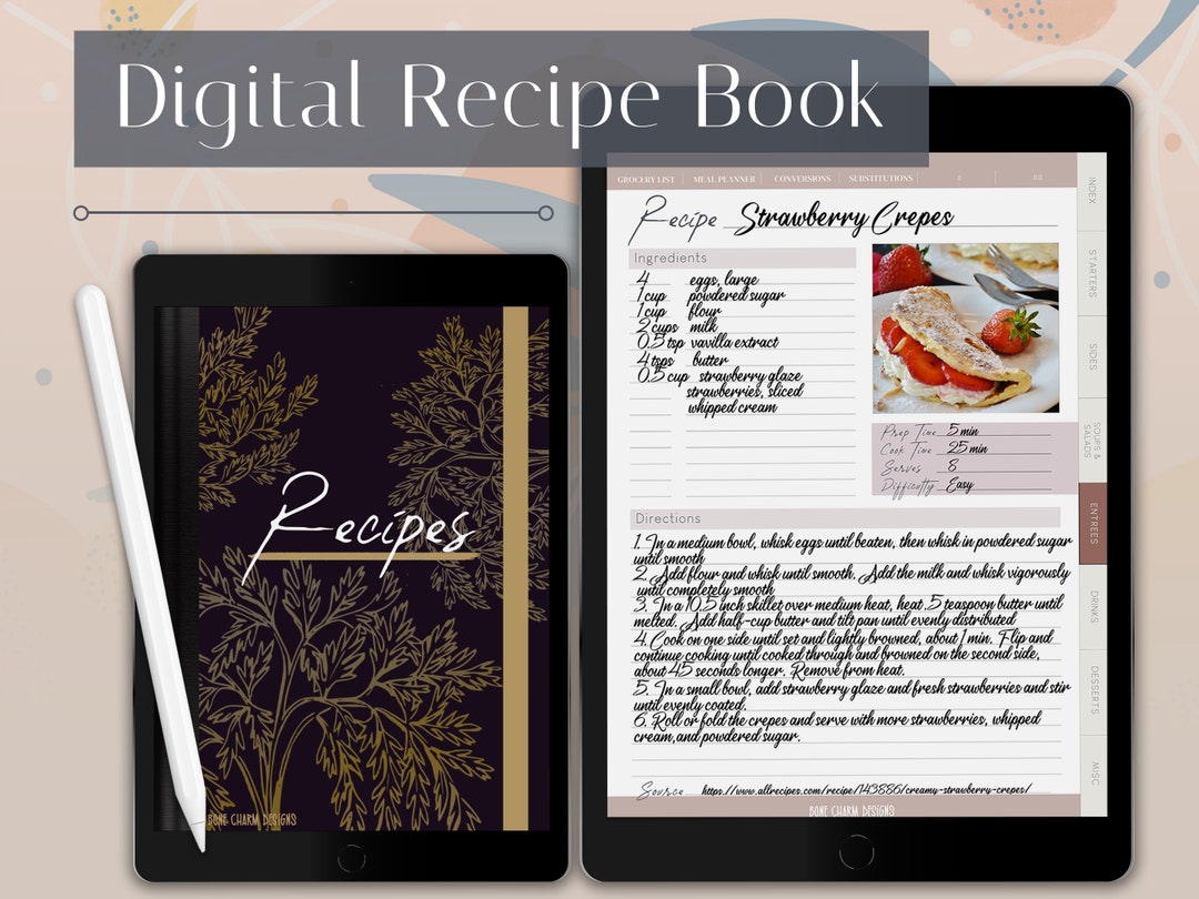 Digital Recipe Book Cookbook, Chic Boho Neutral-theme, for Goodnotes ...