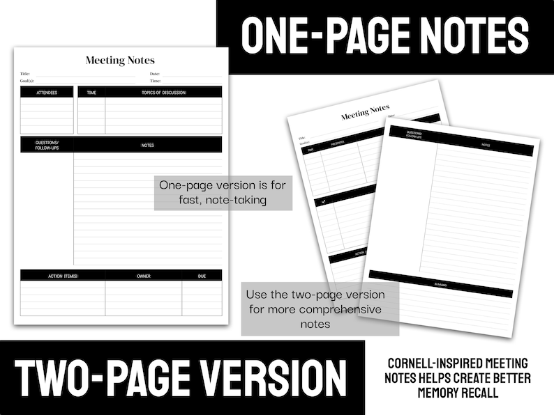 Meeting Notes Template, Meeting Minutes Template, Meeting Document ...