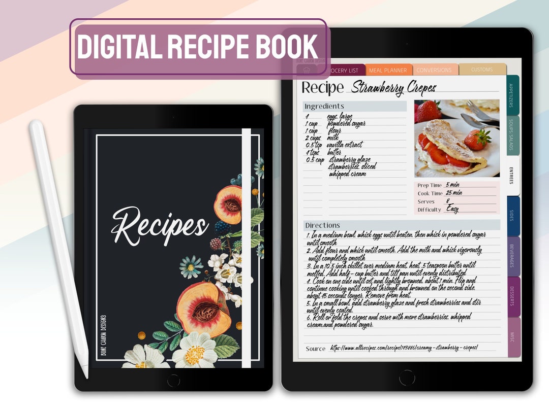 Digital Recipe Book, Rainbow Pastels, Digital Cookbook, for Goodnotes ...