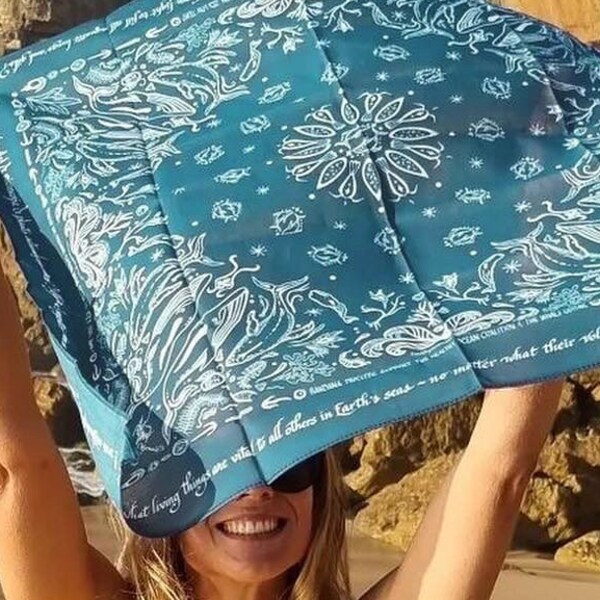 Navy Blue Whale Bandana Organic Bandana Ocean Themed Bandana Whale ...