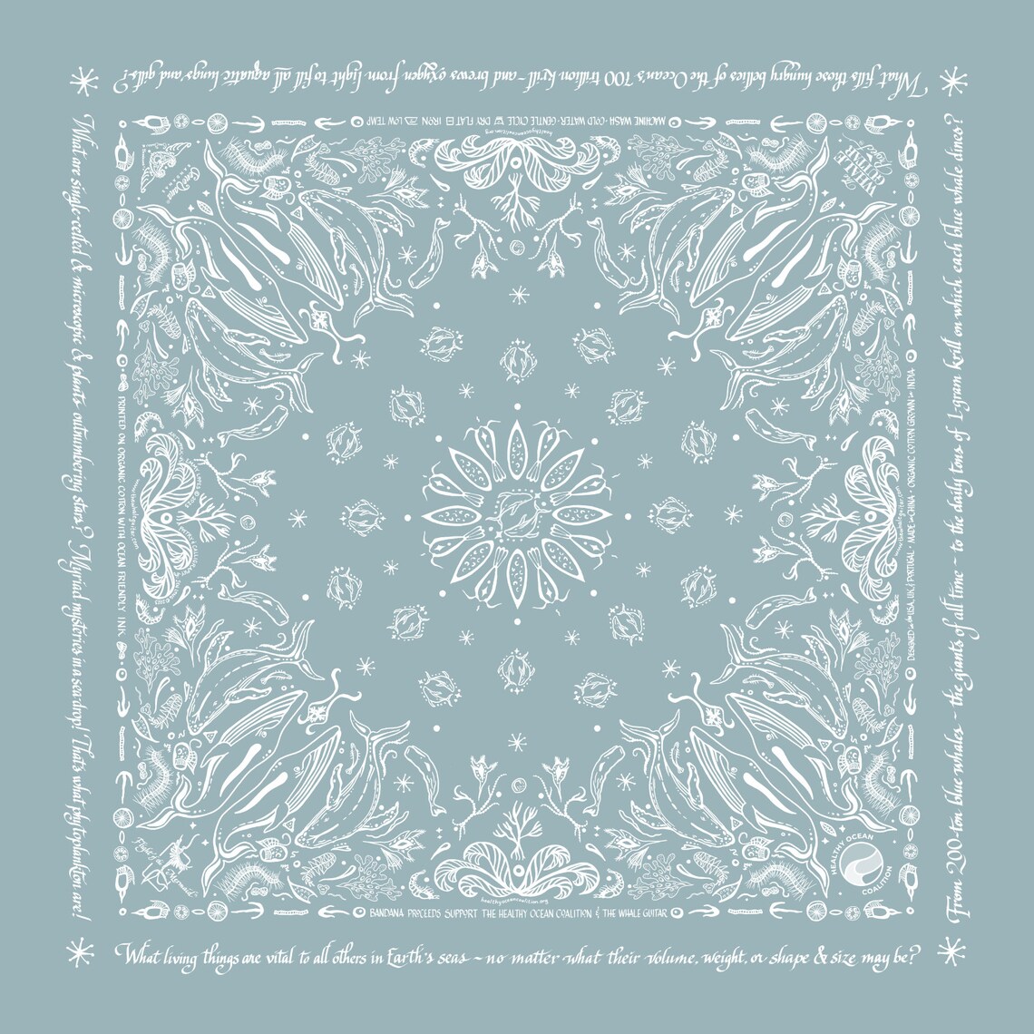 Seafoam Green Whale Bandana Sage Green Bandana Organic Scarf Ocean ...