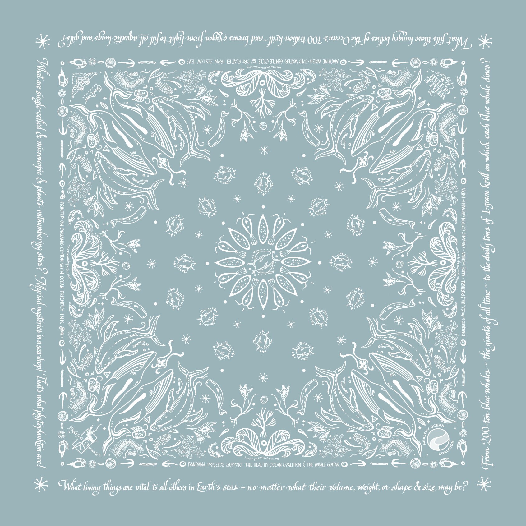 Seafoam Green Whale Bandana | Sage Green Bandana | Organic Scarf ...