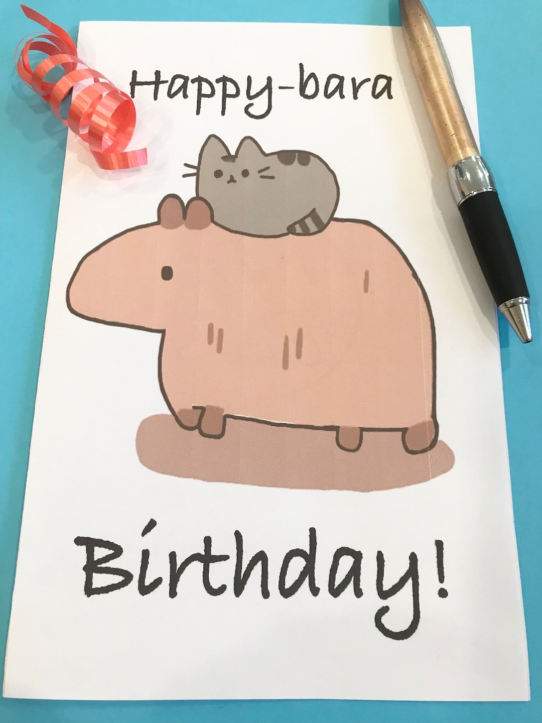 Happy Birthday Card With Capybara, Printable - Etsy