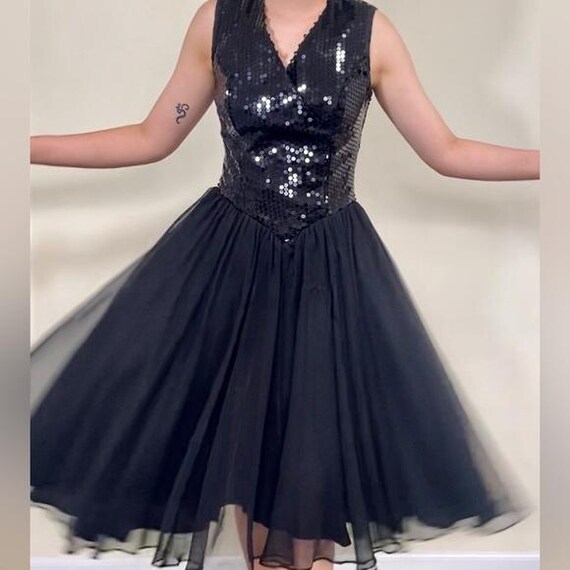 Vintage Sequins Tutu Dance Costume A-Line Dress - Gem
