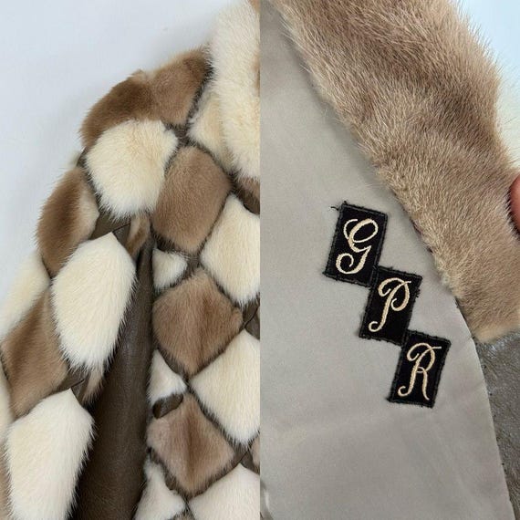 RARE Vintage Genuine Mink and Leather Brown Patchwork… - Gem