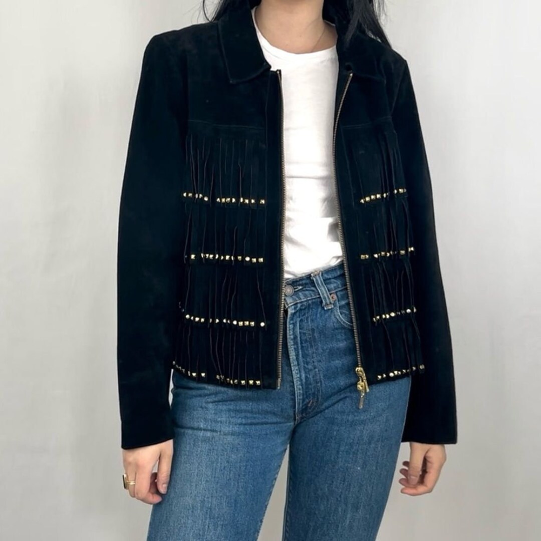 Vintage Berek Black Suede Fringed Leather Jacket - Etsy
