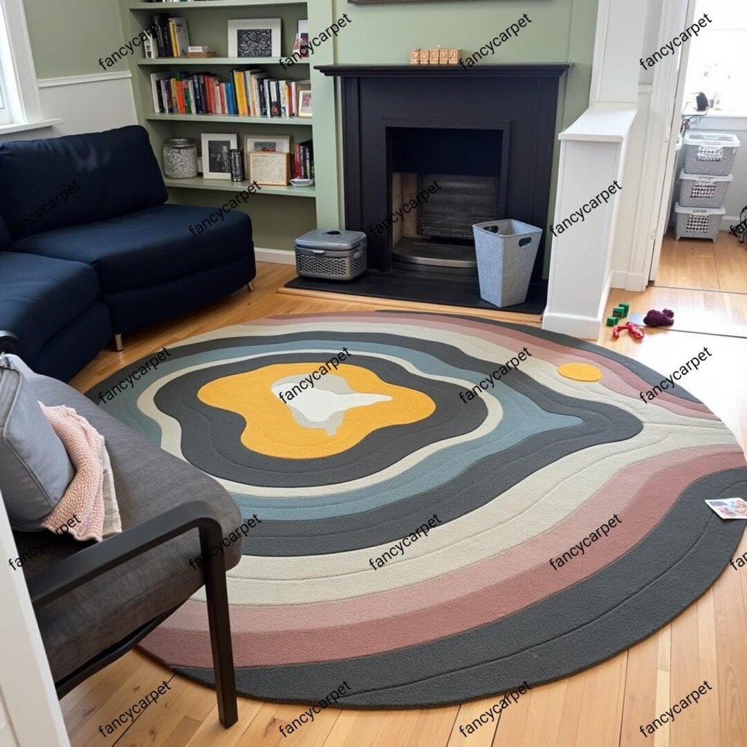 Multicolour Design Round Shaped Hand Tufted Rug 100%woollen Designer ...